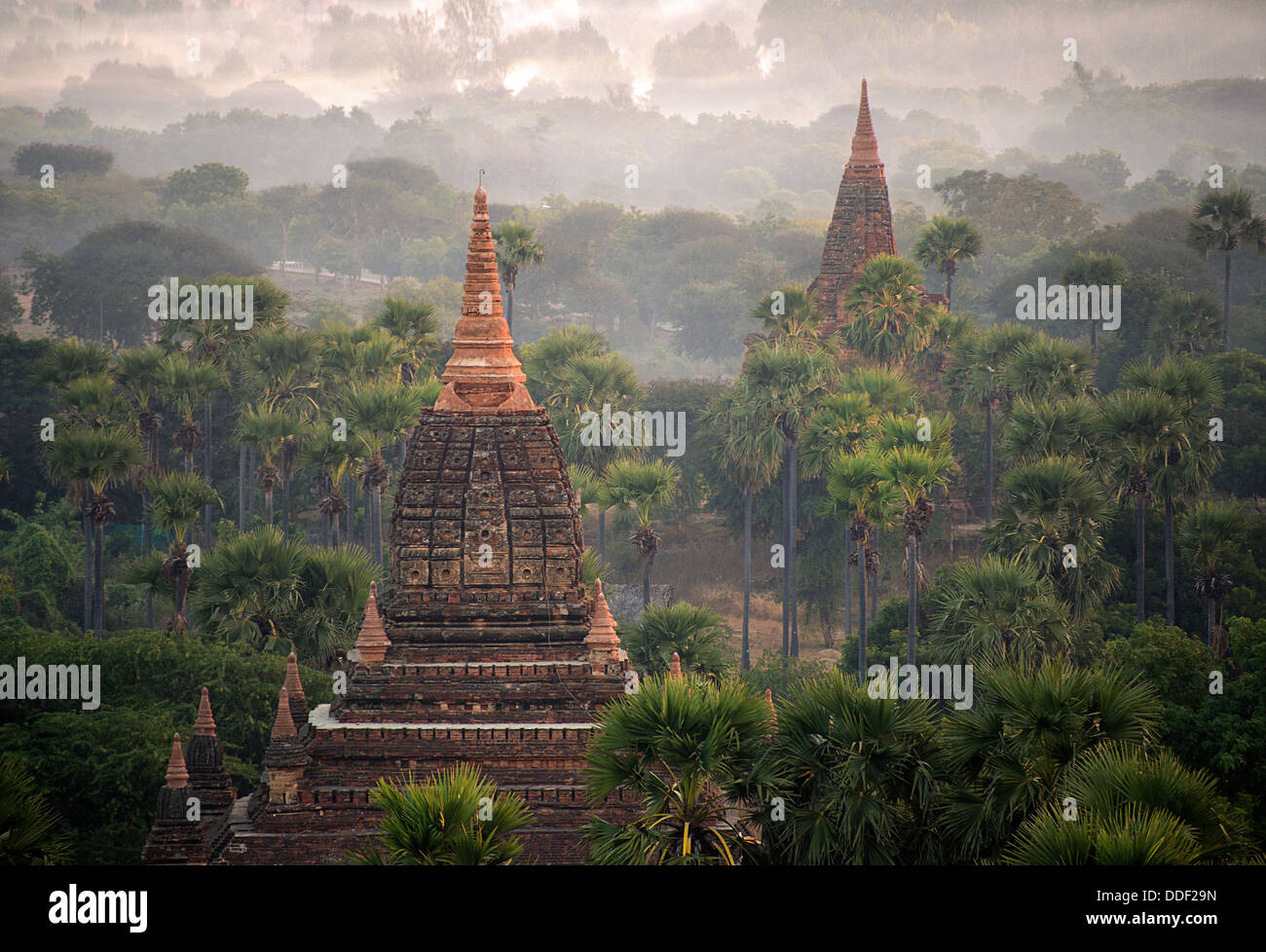 Aerial scenic from hot air balloon Bagan Ancient Temples Myanmar Stock ...