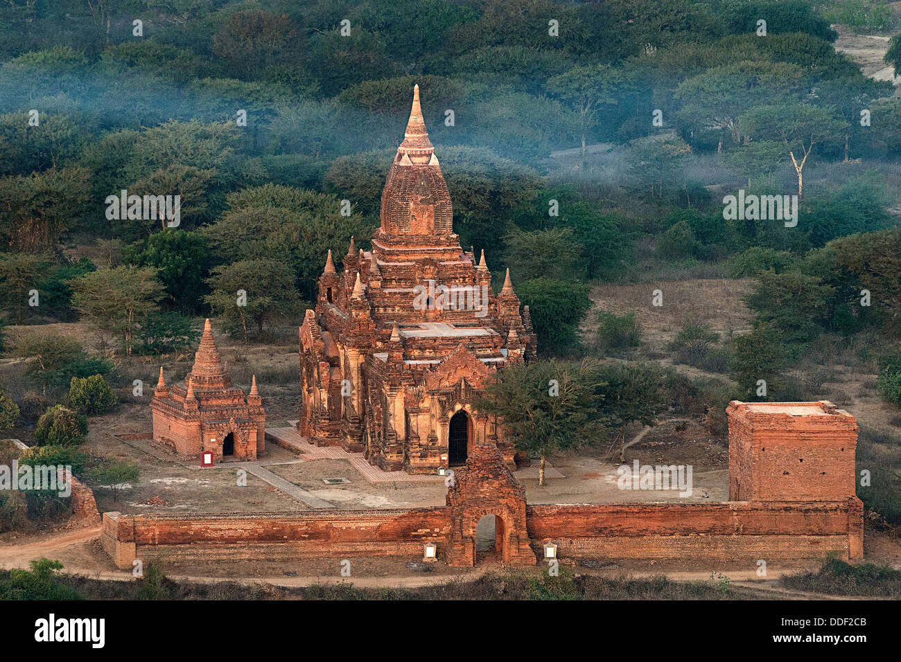 Aerial scenic from hot air balloon Bagan Ancient Temples Myanmar Stock ...