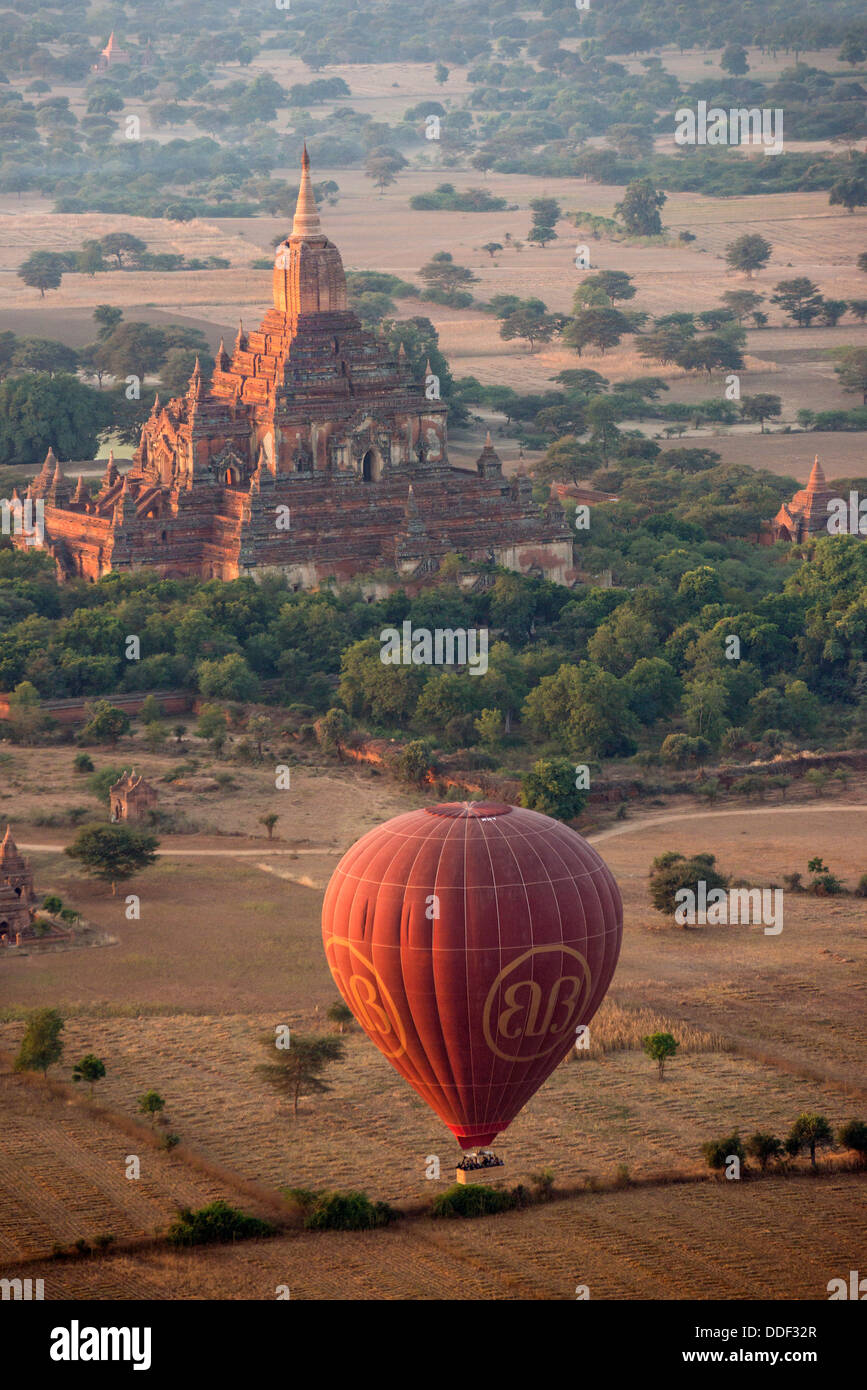 Aerial scenic from hot air ballon Bagan Ancient Temples Myanmar Stock ...
