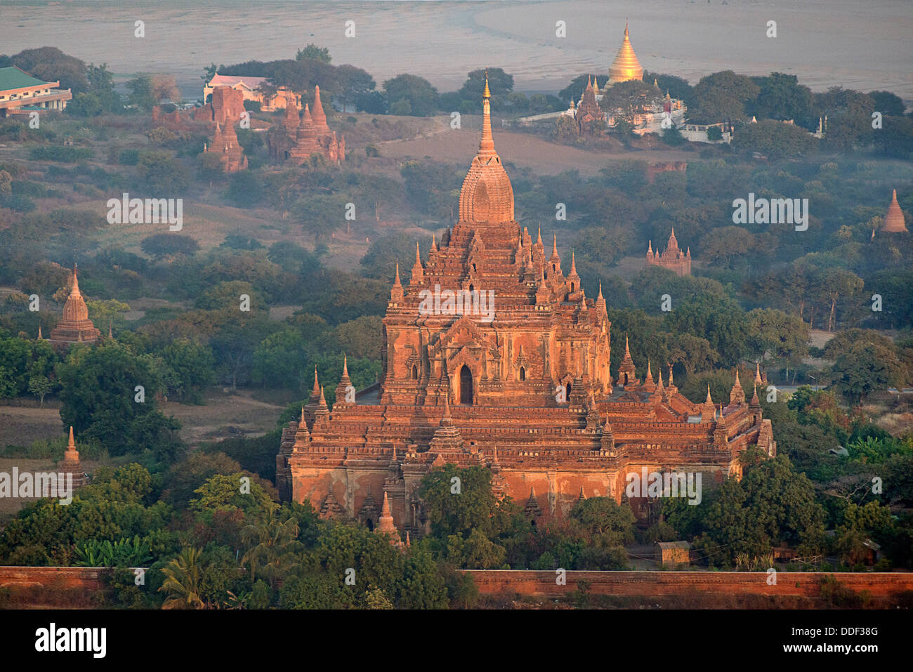Aerial scenic from hot air ballon Bagan Ancient Temples Myanmar Stock ...