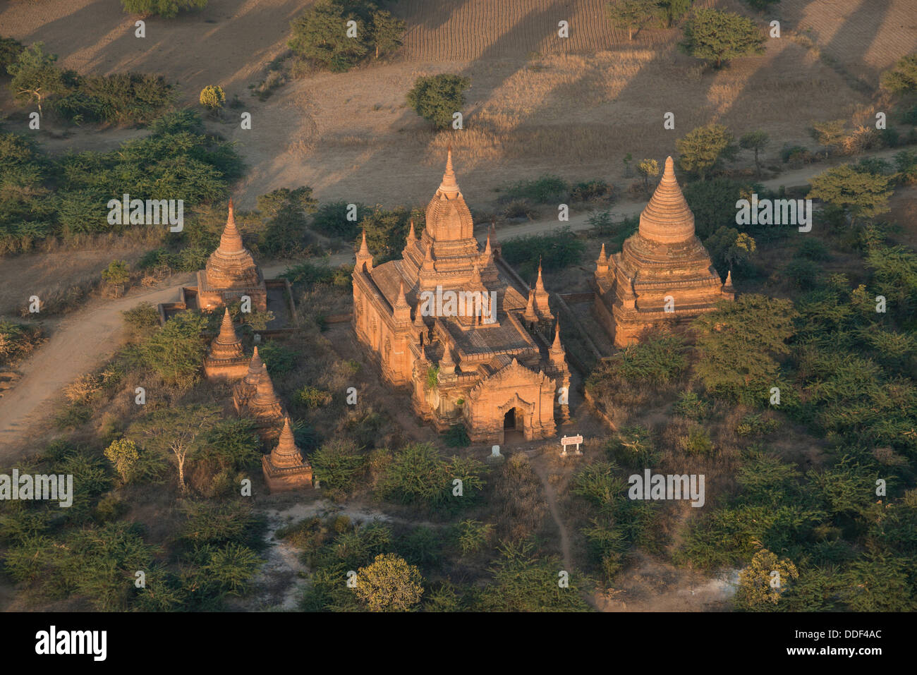 Aerial scenic from hot air ballon Bagan Ancient Temples Myanmar Stock ...