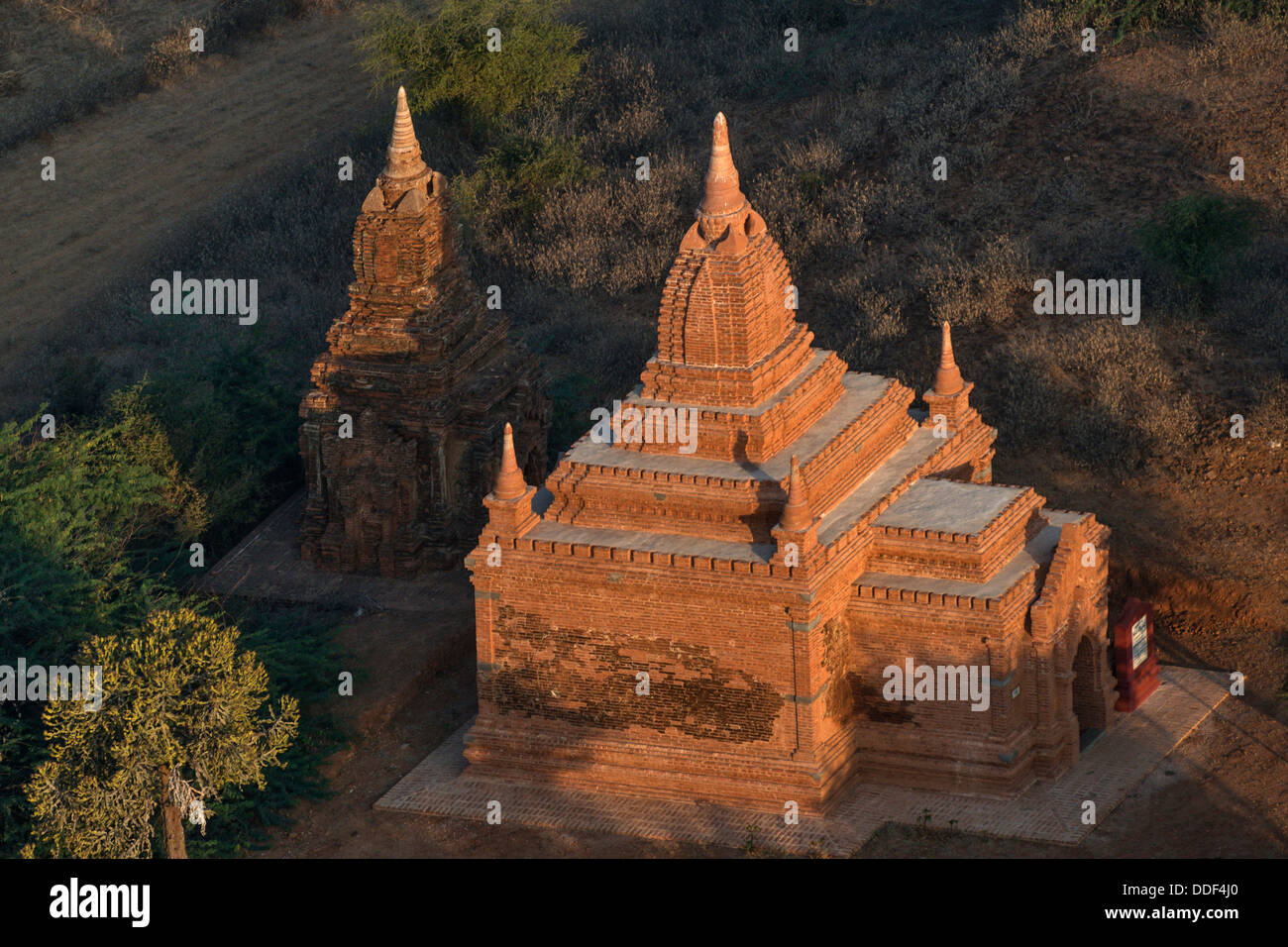 Aerial scenic from hot air ballon Bagan Ancient Temples Myanmar Stock ...