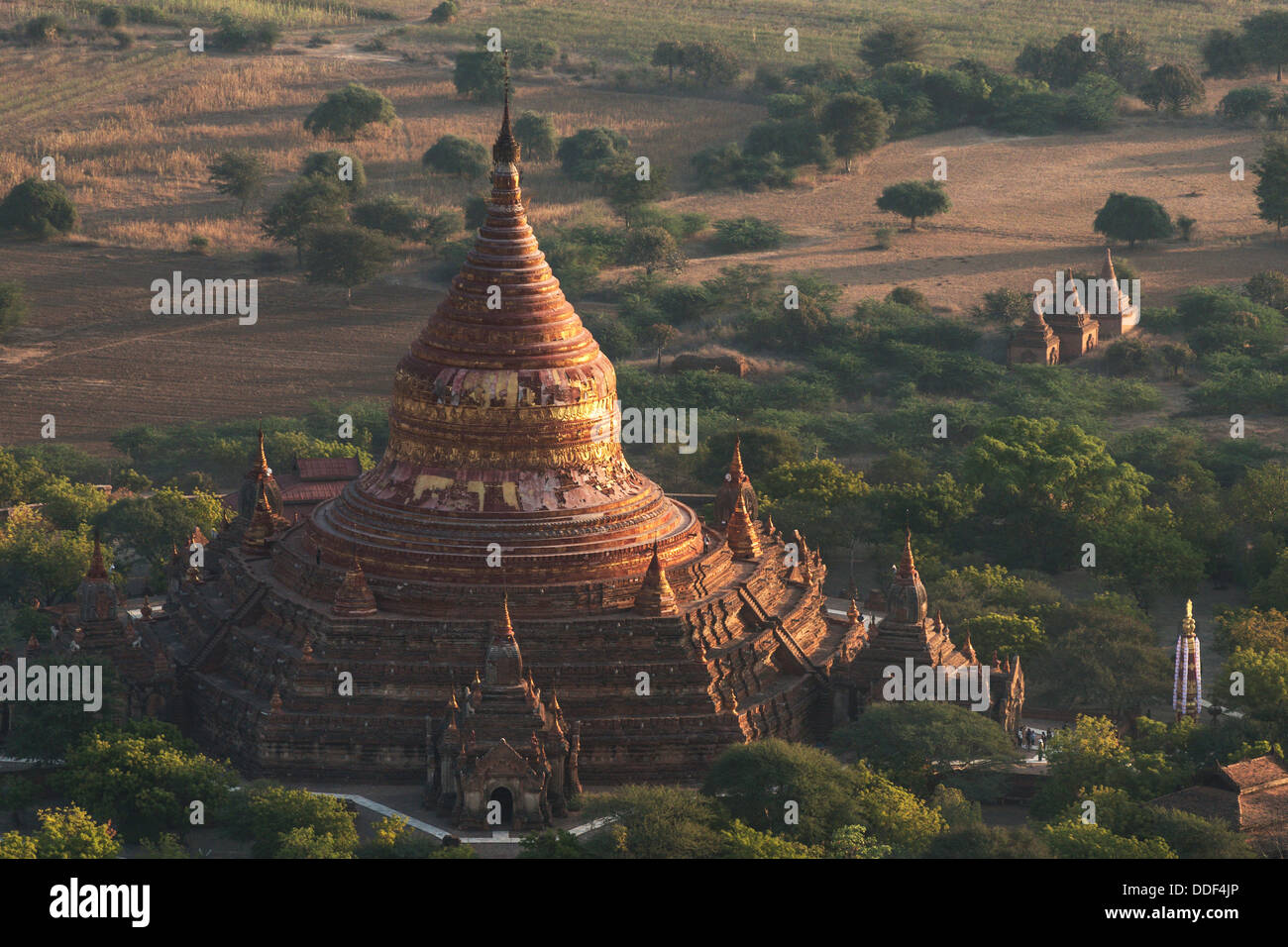 Aerial scenic from hot air ballon Bagan Ancient Temples Myanmar Stock ...