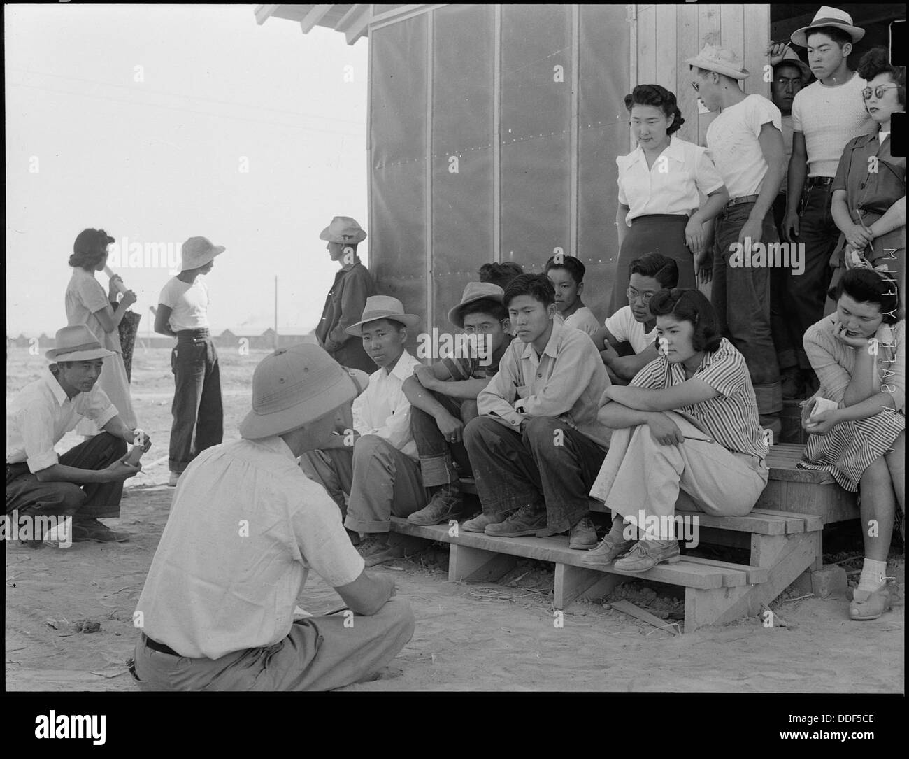 Norris James, a War Relocation Authority representative, provides ...