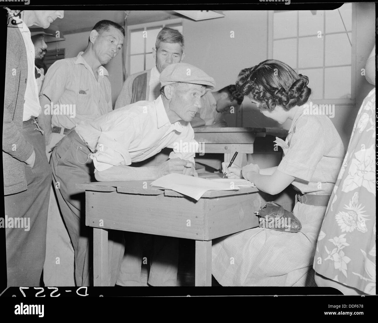 This photograph depicts residents of the Colorado River Relocation ...