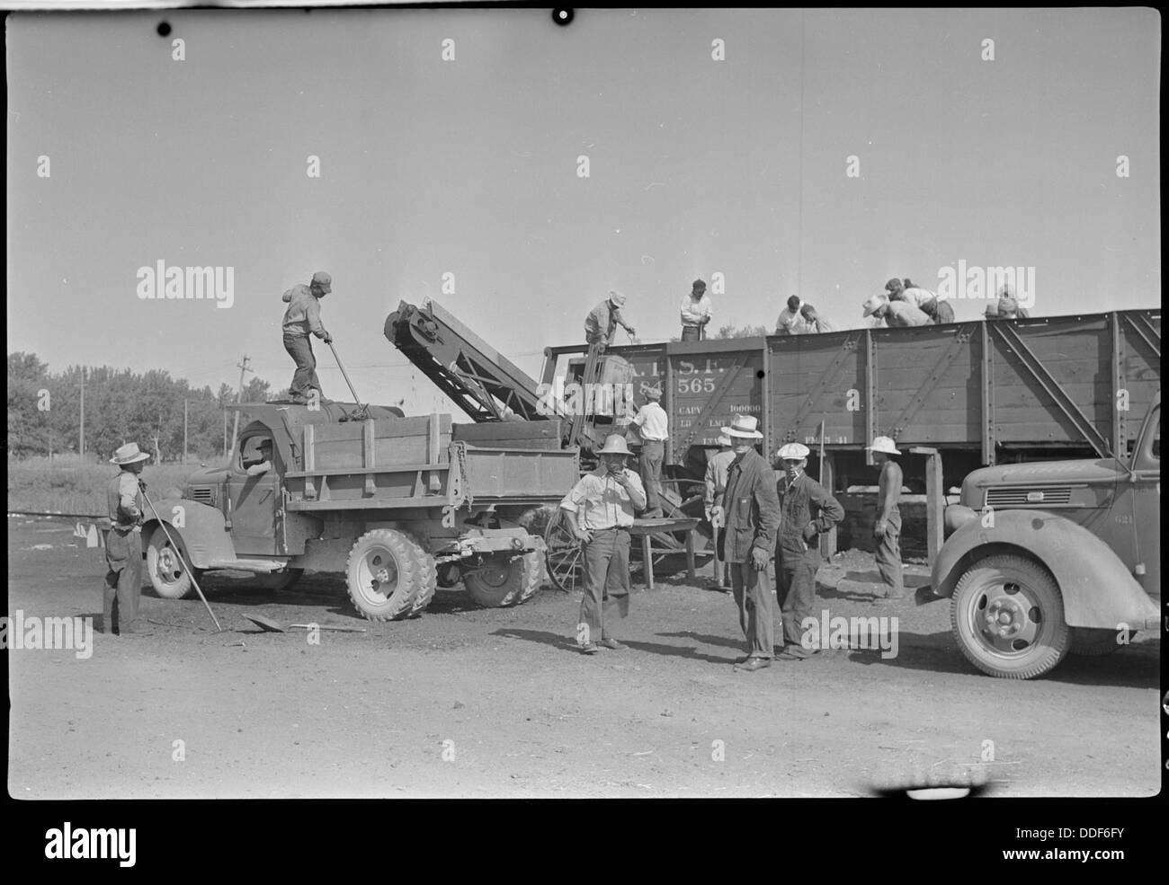 A coal loading machine operates at the Granada Relocation Center in ...