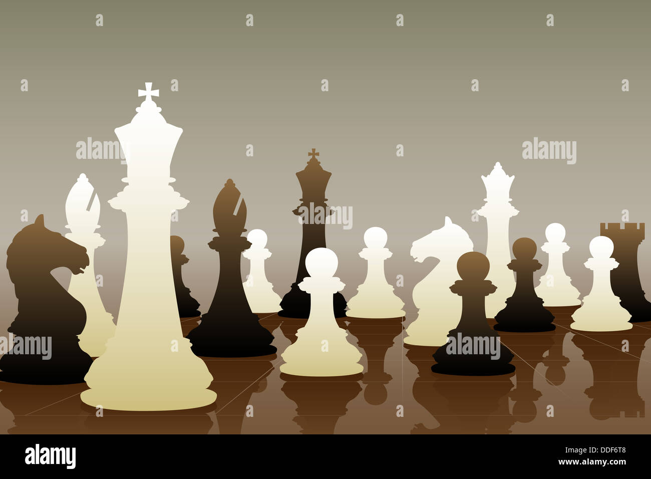 Illustration of chess pieces in a game Stock Photo - Alamy