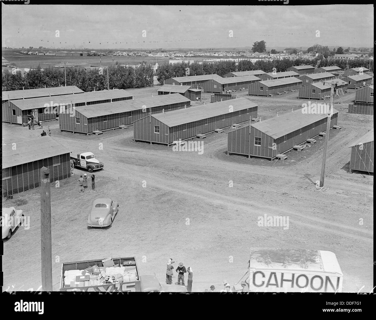 A panoramic view of the Salinas Assembly Center in California, a site ...