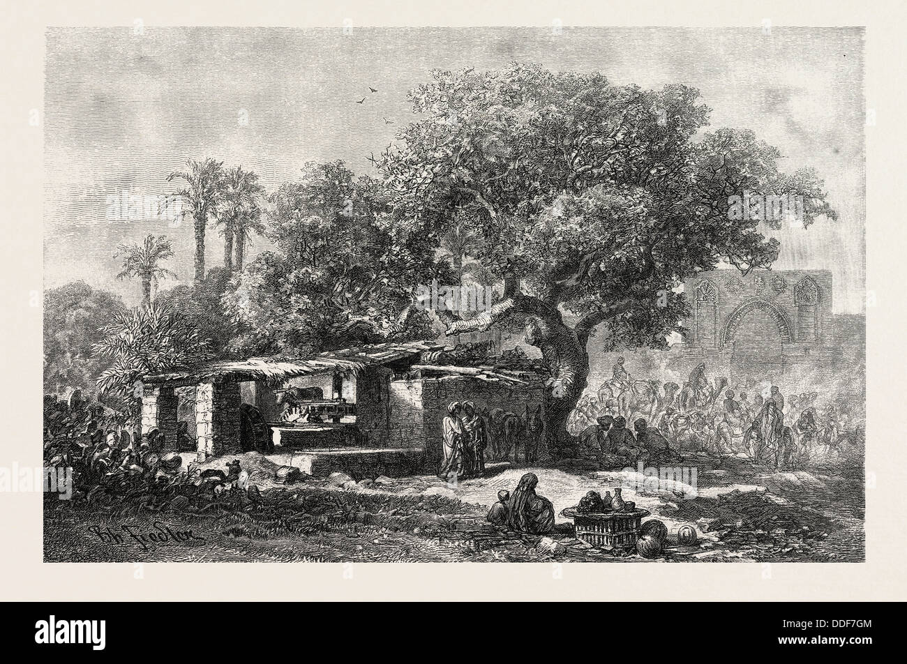 Before the gate. Egypt, engraving 1879 Stock Photo - Alamy