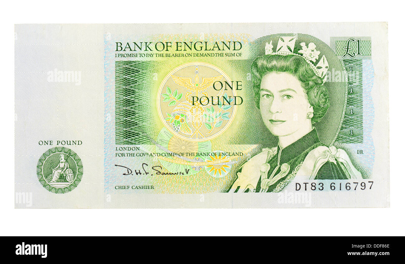 One pound note, old style British one pound note Stock Photo - Alamy