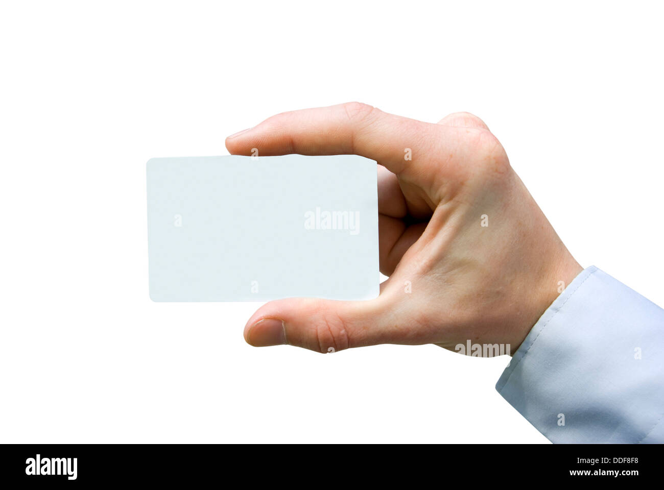 presenting a business card Stock Photo - Alamy