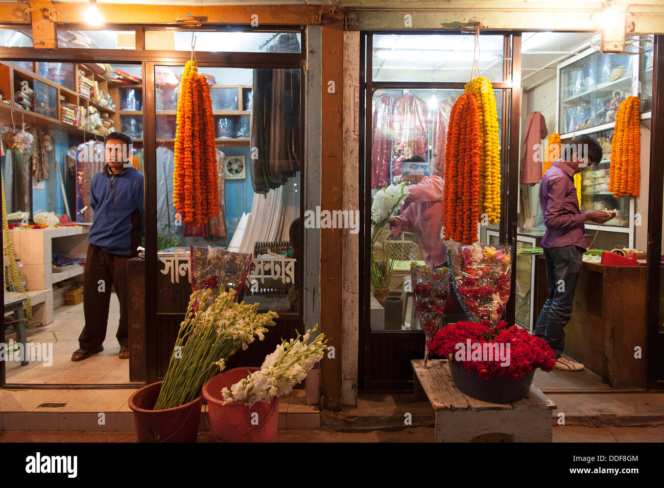 Shops selling flowers for wedding decorations in Srimongol in the ...