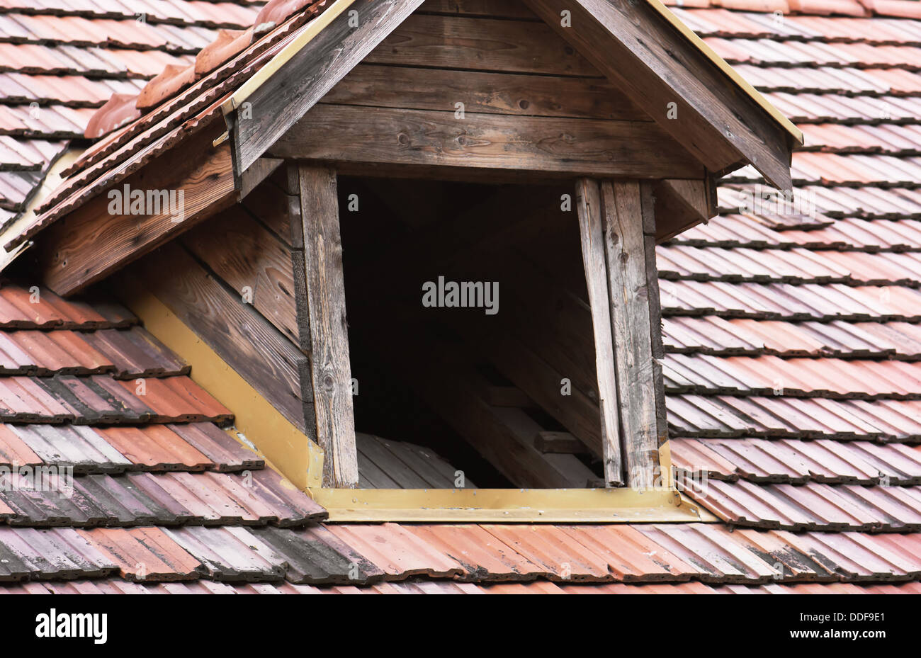 Antique roof window to the attic Stock Photo - Alamy