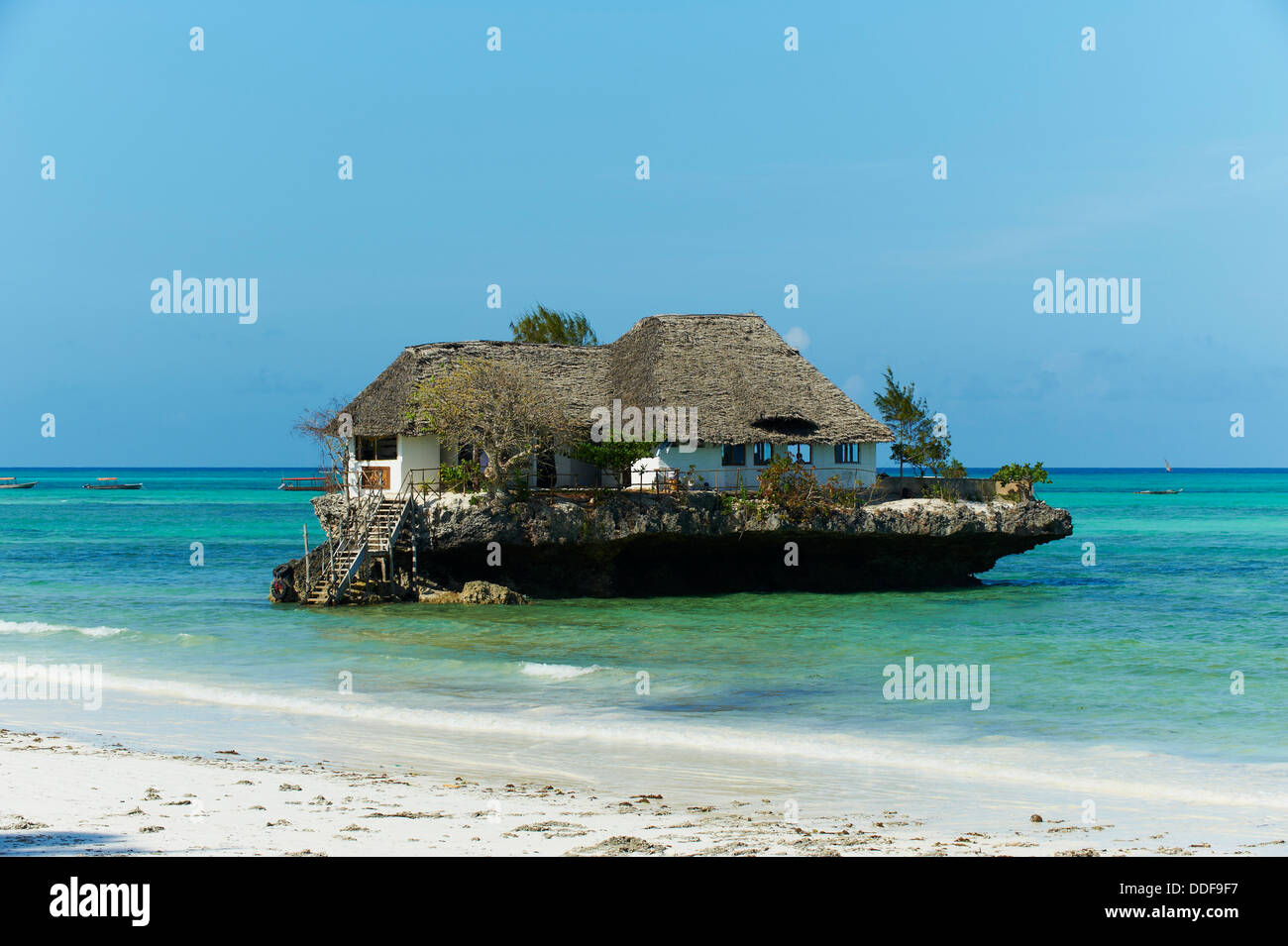 Tanzania, Zanzibar island, Unguja, Matemwe beach, Rock restaurant Stock ...