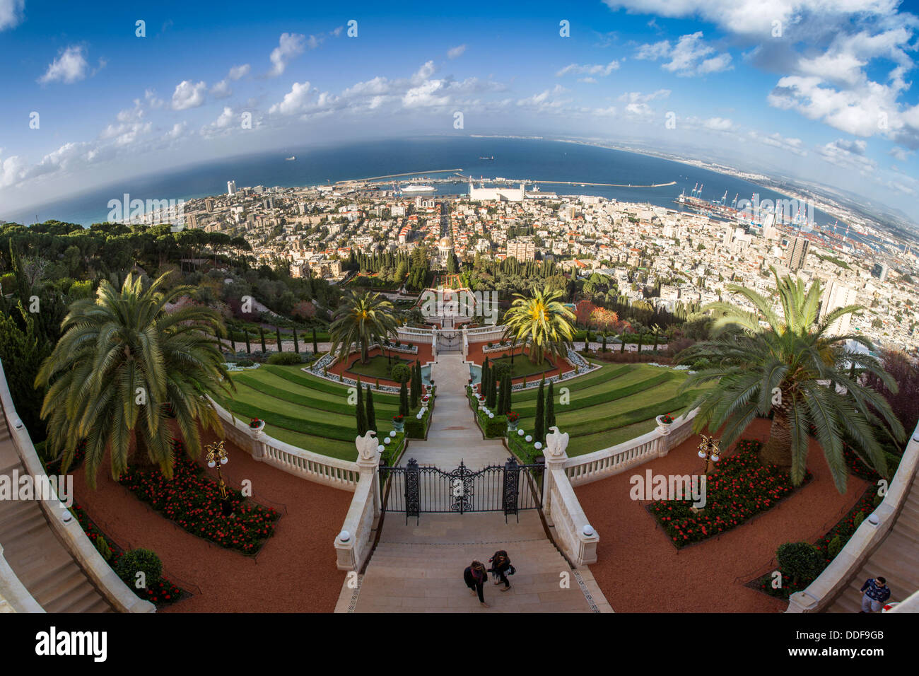Israel, Haifa panoramic view of the Haifa Bay and Bahai gardens Stock ...
