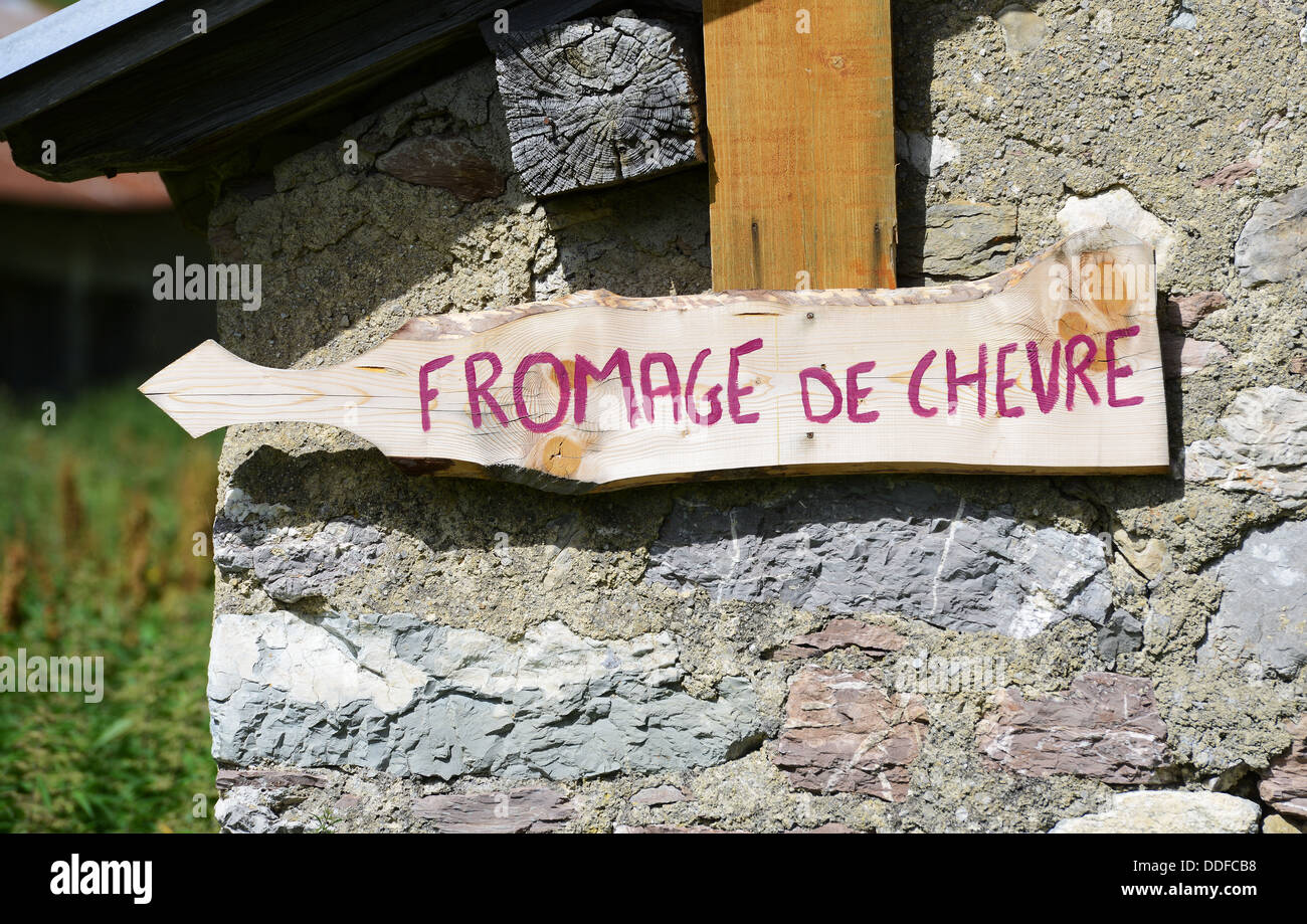 Fromage de chèvre, Goat's cheese sign, France Stock Photo - Alamy
