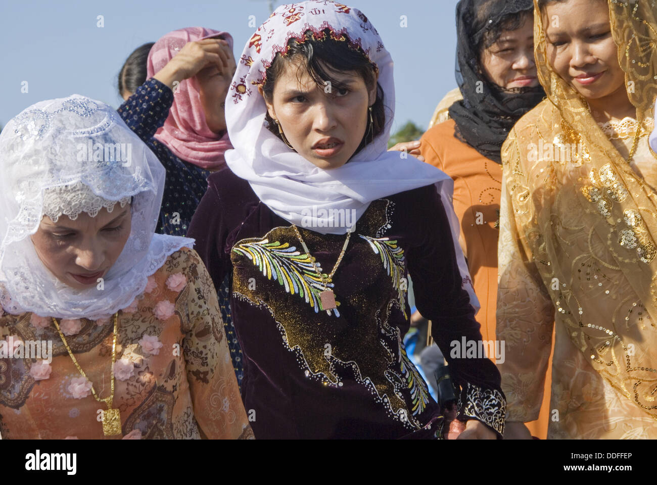 Wedding, Cham women, Muslim community, Chau Doc, Vietnam Stock Photo ...