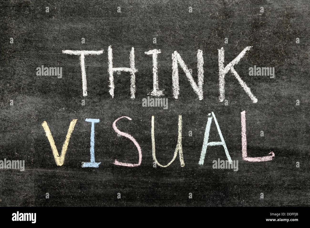 think visual concept phrase handwritten on the school blackboard Stock ...