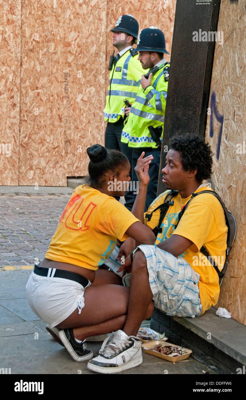 man with tattoos in crowd at Notting Hill festival Stock Photo - Alamy