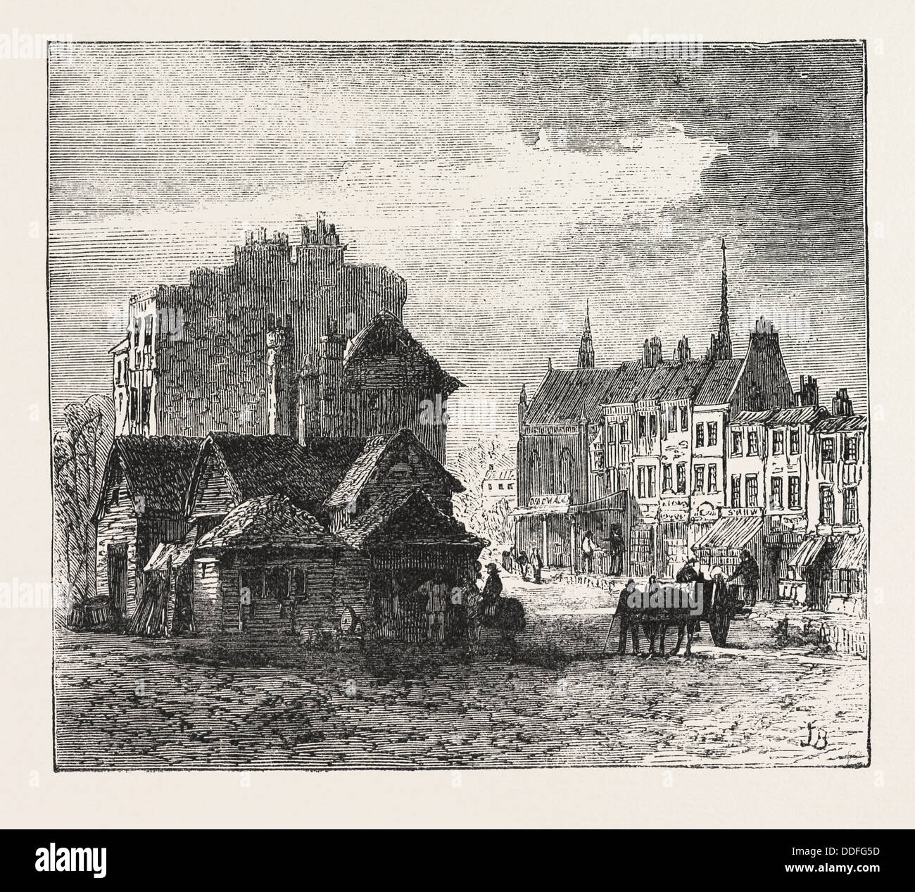 THE NORTH OF LONDON, HIGHGATE HIGH STREET, ENGRAVING 1876, UK, britain ...