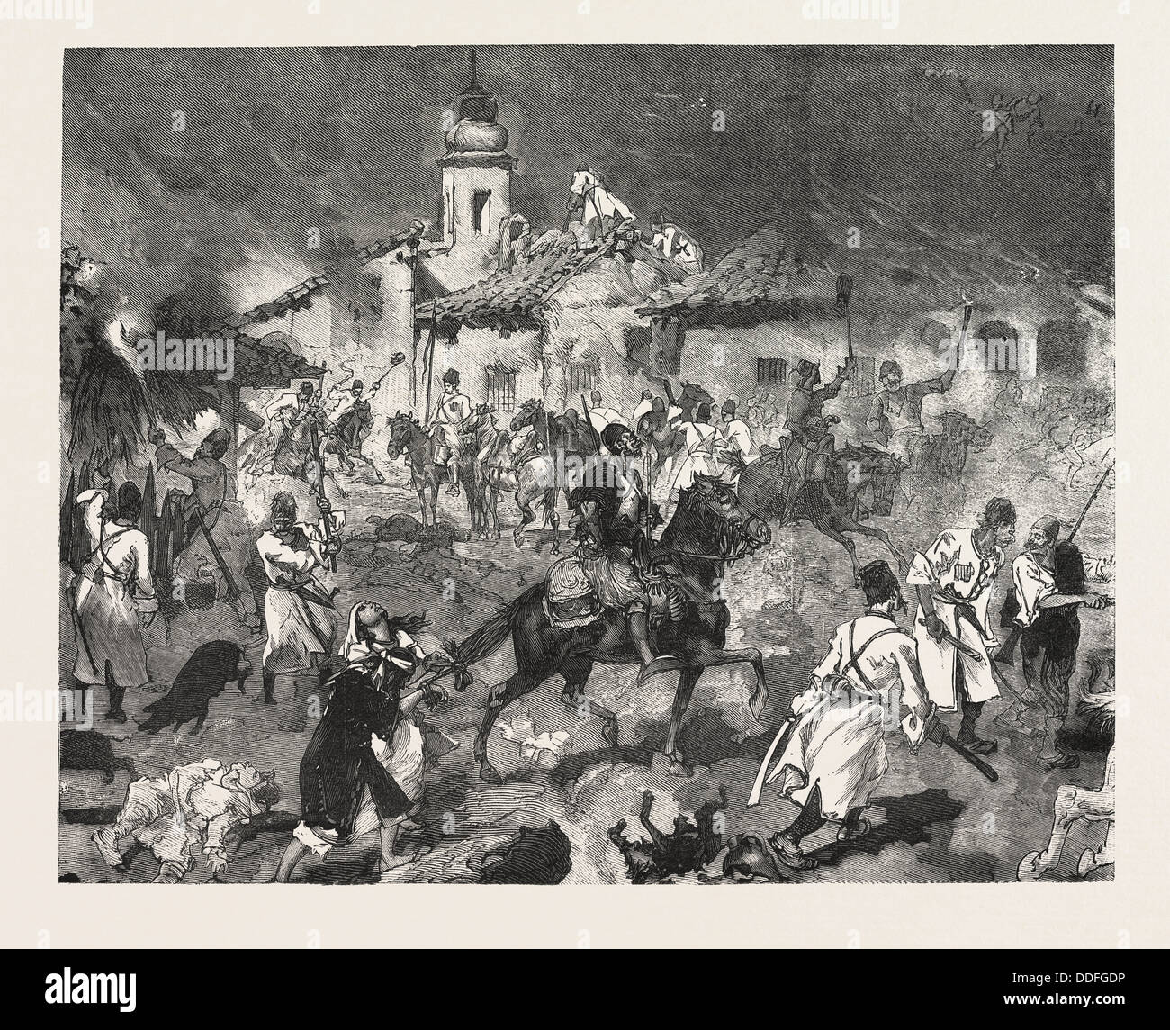 Burning war engraving hi-res stock photography and images - Alamy