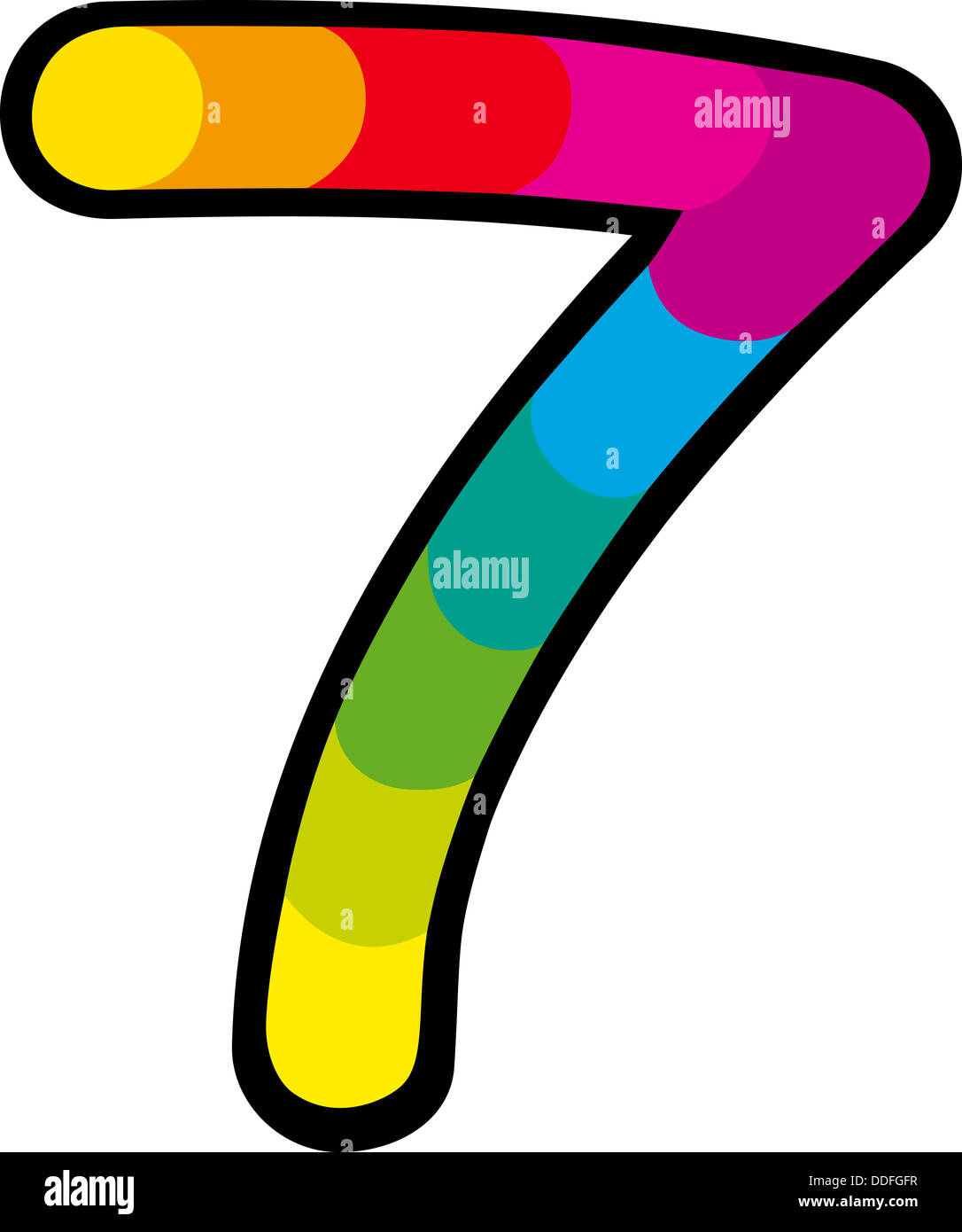 Cartoon Illustration of Lucky Seven Number with Rainbow Stock Photo - Alamy