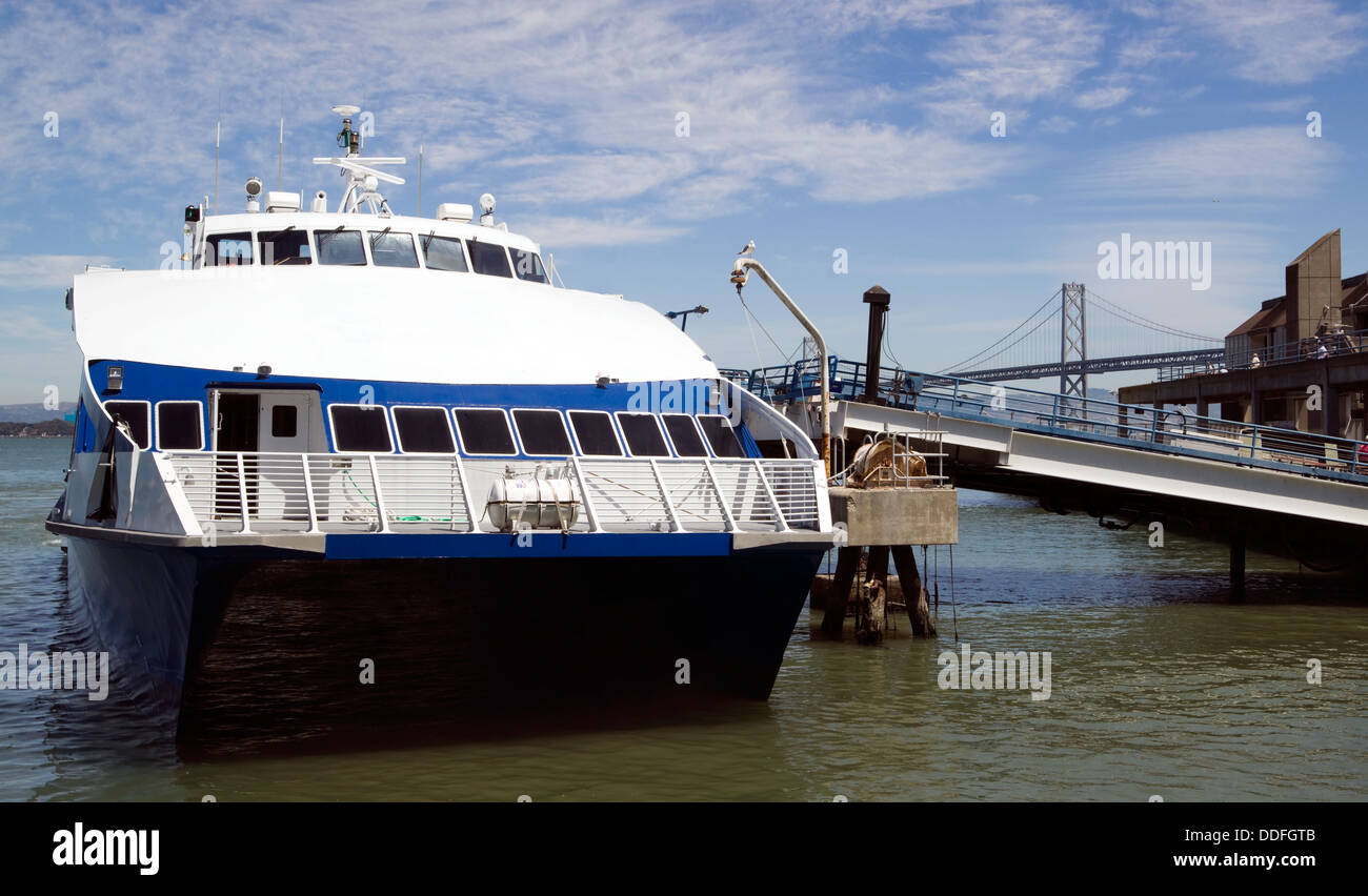 Boat and Bay Bridge Stock Photo - Alamy