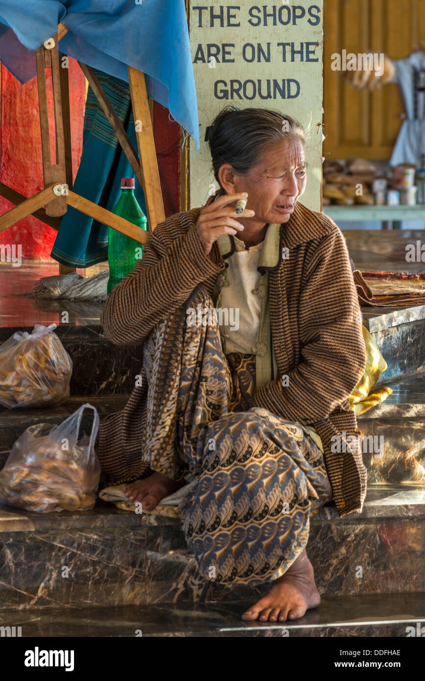 Burmese woman smoking cigar Inle Lake Shan State Shan Hills Myanmar ...