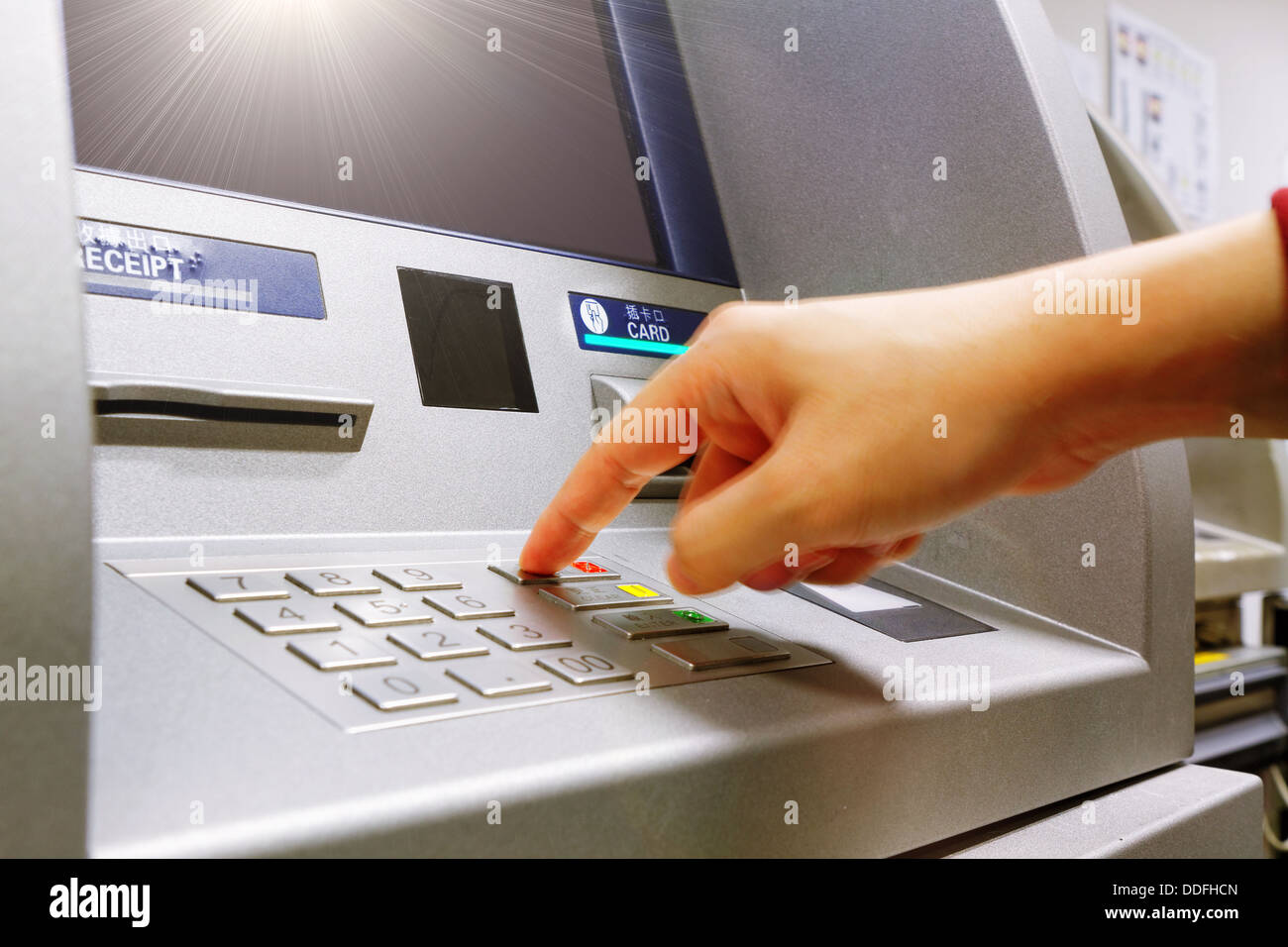 Press cancel button on ATM keypad Stock Photo - Alamy