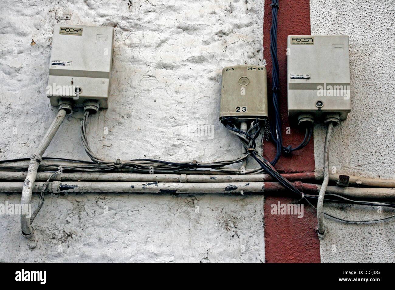 electrical boxes and cables Stock Photo - Alamy