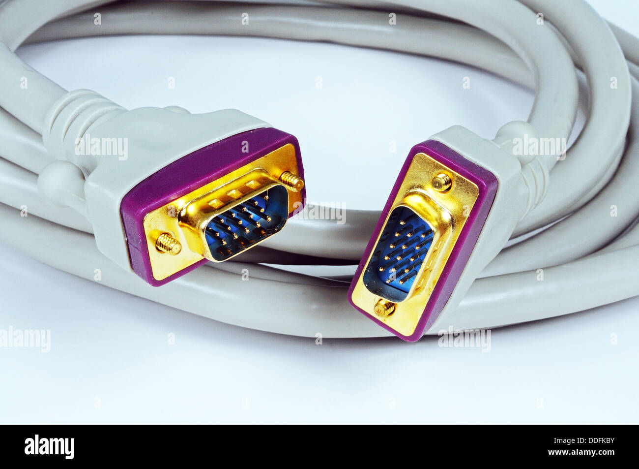 Monitor (15 pin VGA) cable against a white background Stock Photo - Alamy