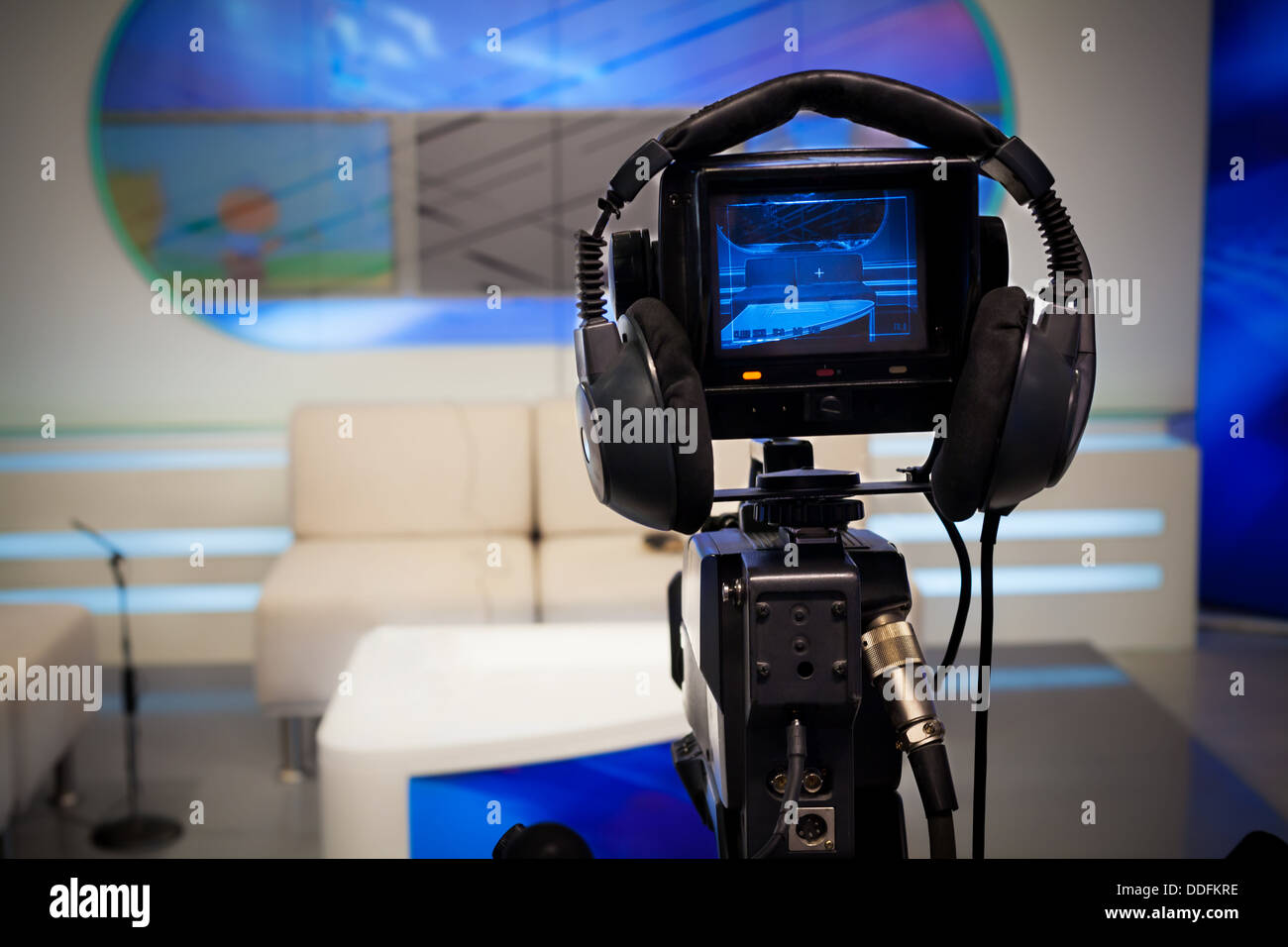 Video camera lens - recording show in TV studio - focus on camera Stock ...