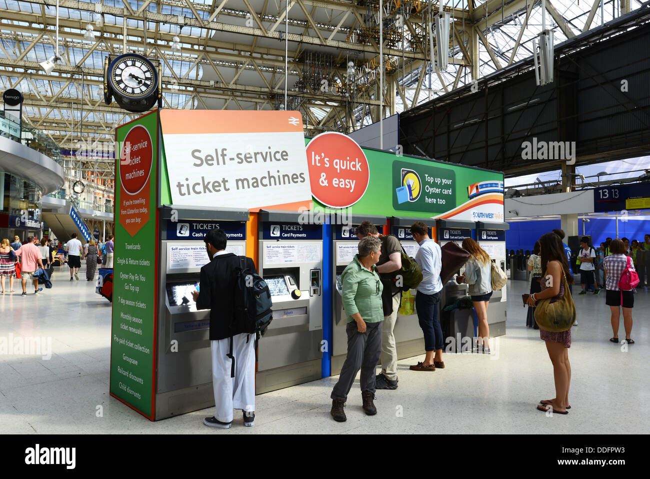 Self-service ticket machines, Waterloo Station, London, Britain, UK ...