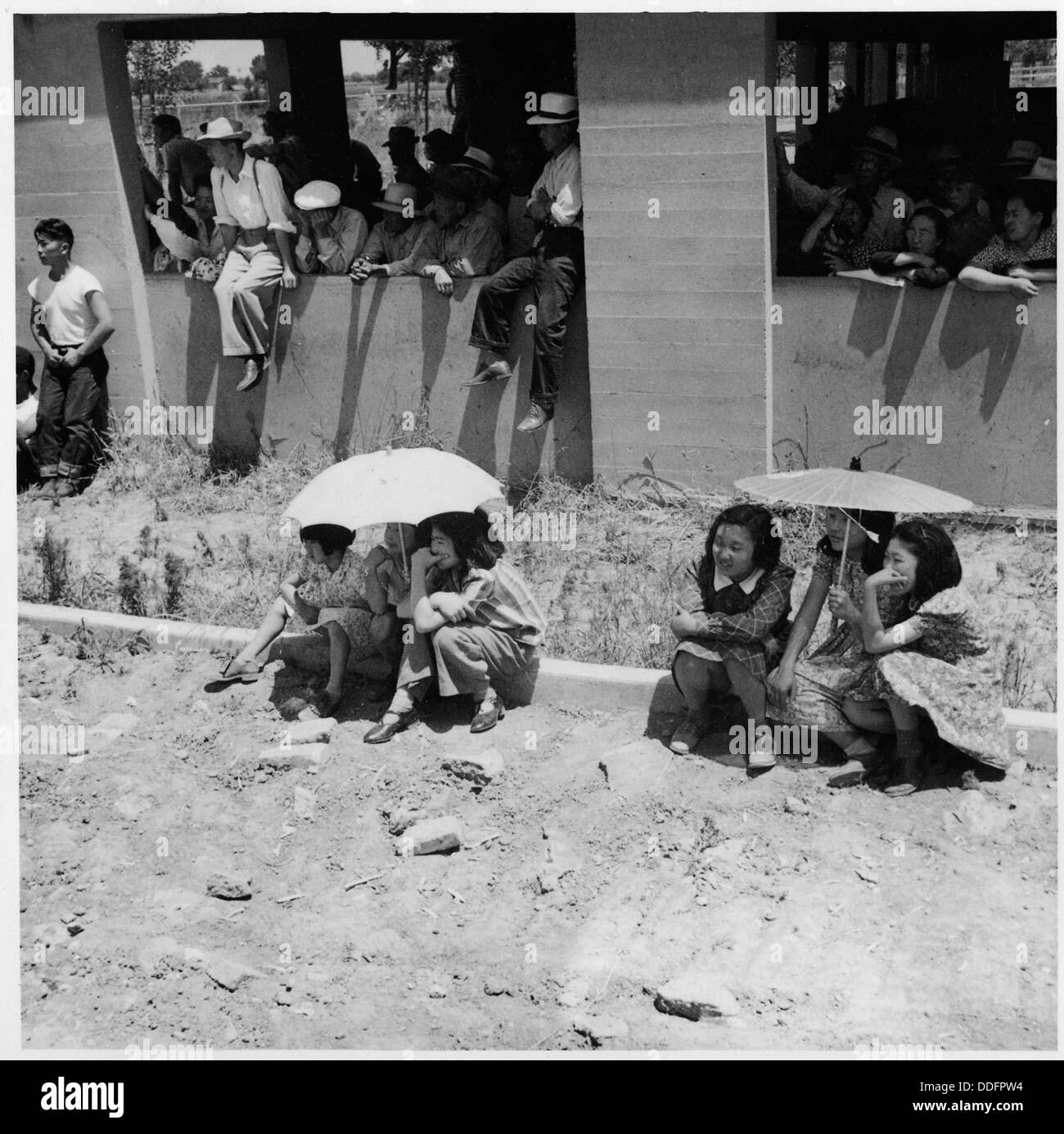 This photograph from Stockton, California, shows evacuees of Japanese ...