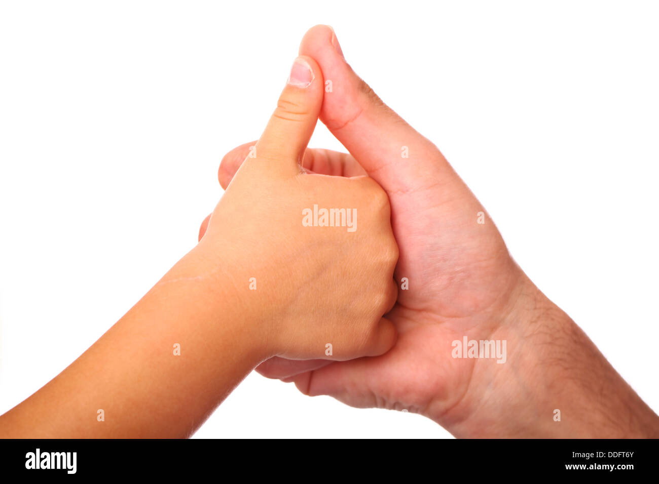 Hand shake of the child and father Stock Photo - Alamy