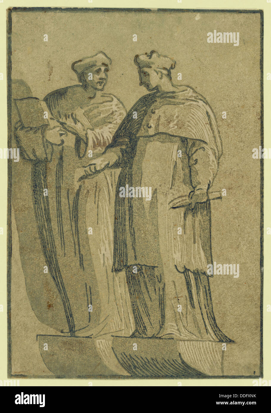 The cardinal and the doctor, between 1500 and 1530, Carpi, Ugo da, 1480 ...
