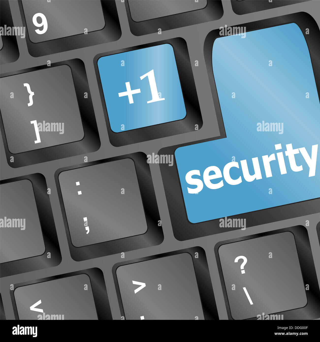 Close up view on conceptual keyboard - Security (blue key Stock Photo ...