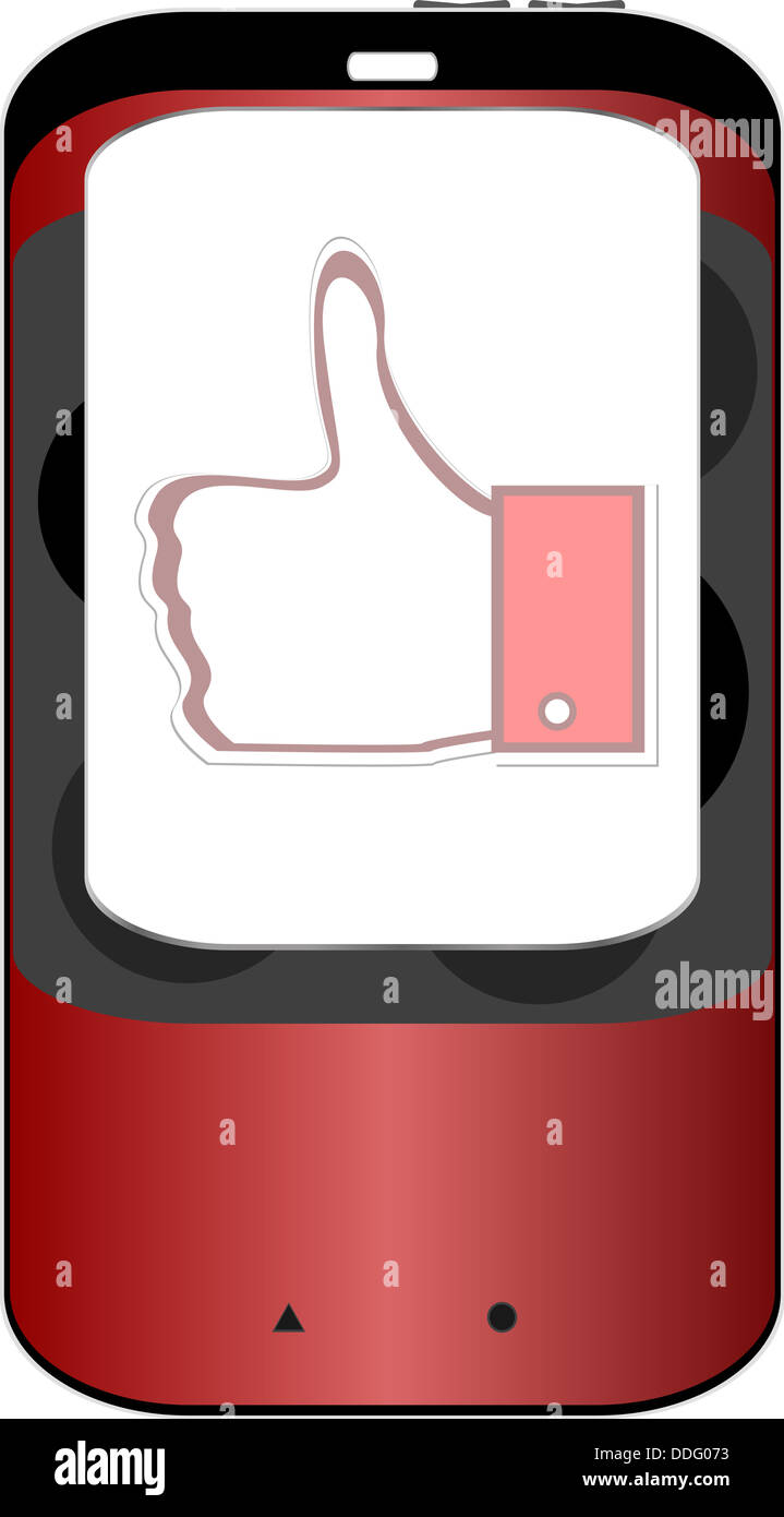 Touch screen mobile phone with like hand Stock Photo - Alamy