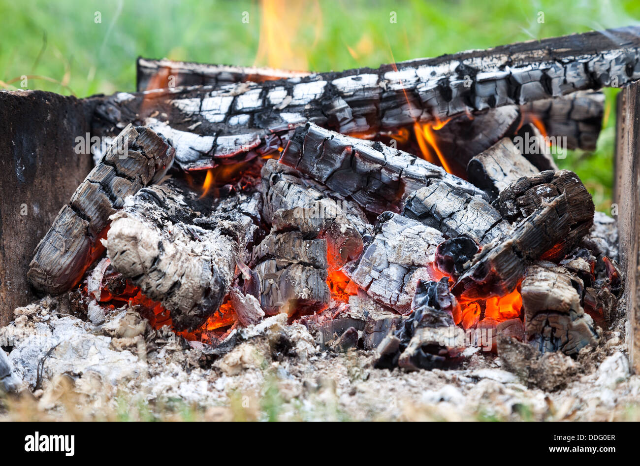 Closeup of a warm fire burning in a campfire Stock Photo - Alamy