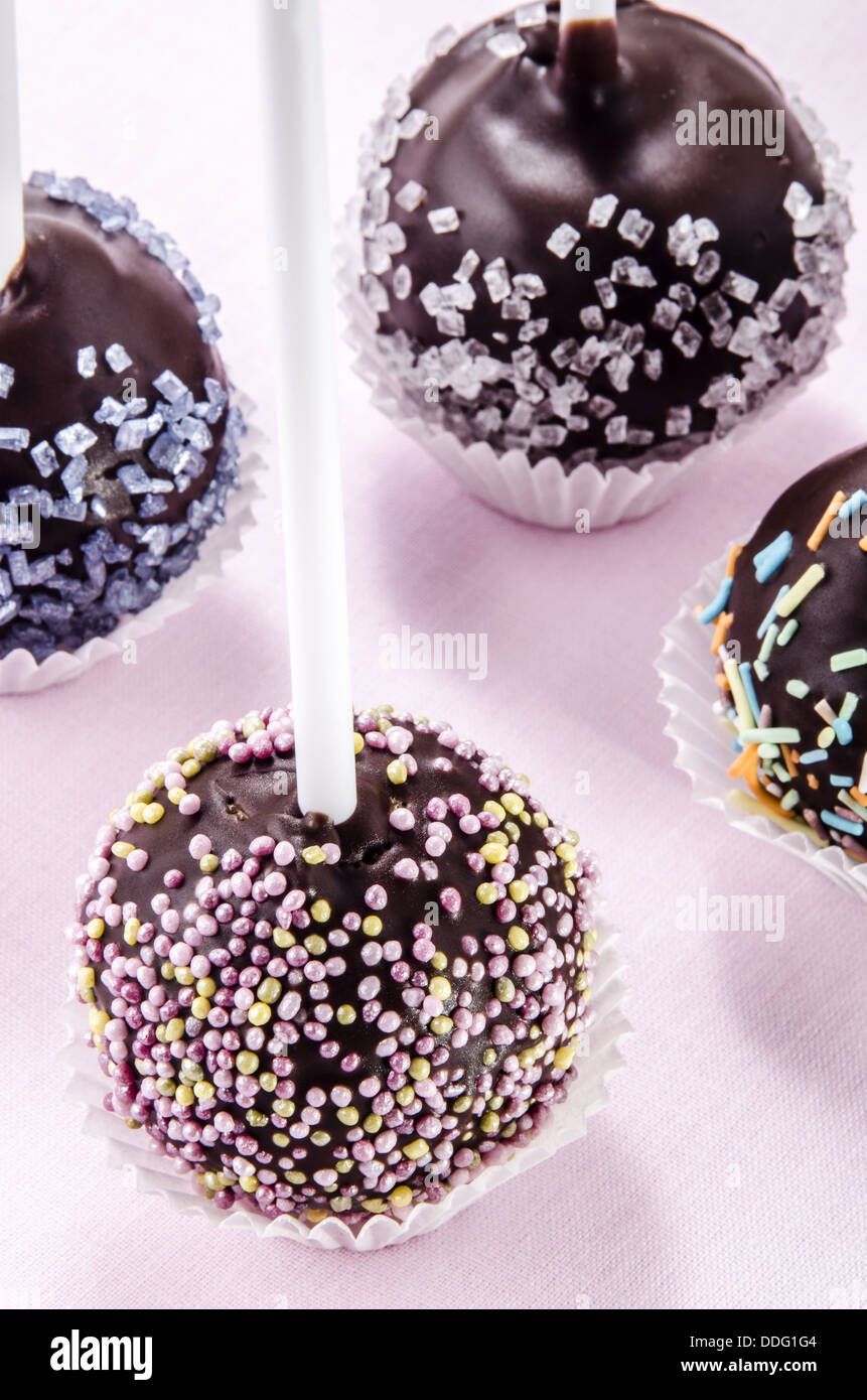 cake pop with coloured sprinkles Stock Photo - Alamy