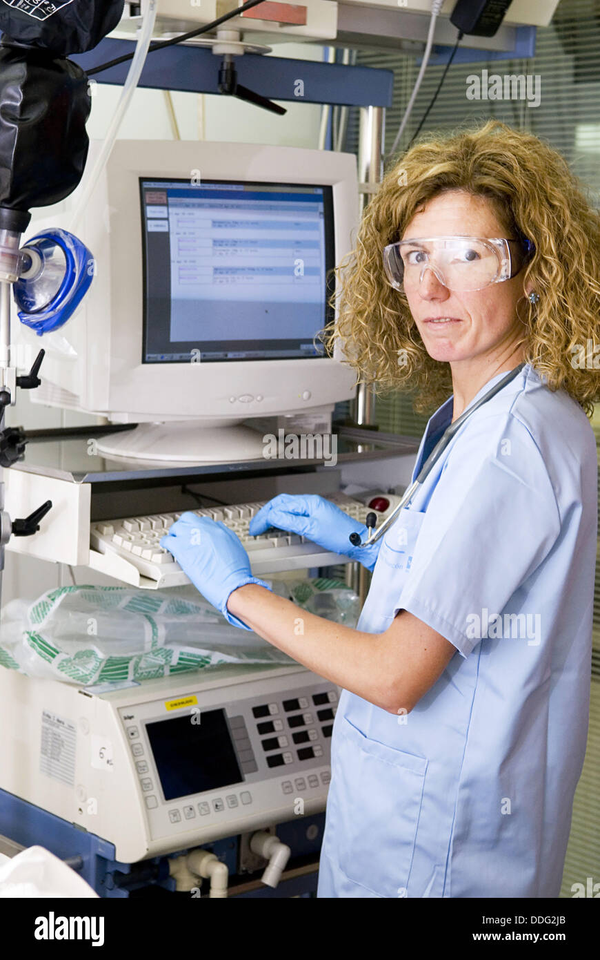 Doctor entering data Stock Photo - Alamy