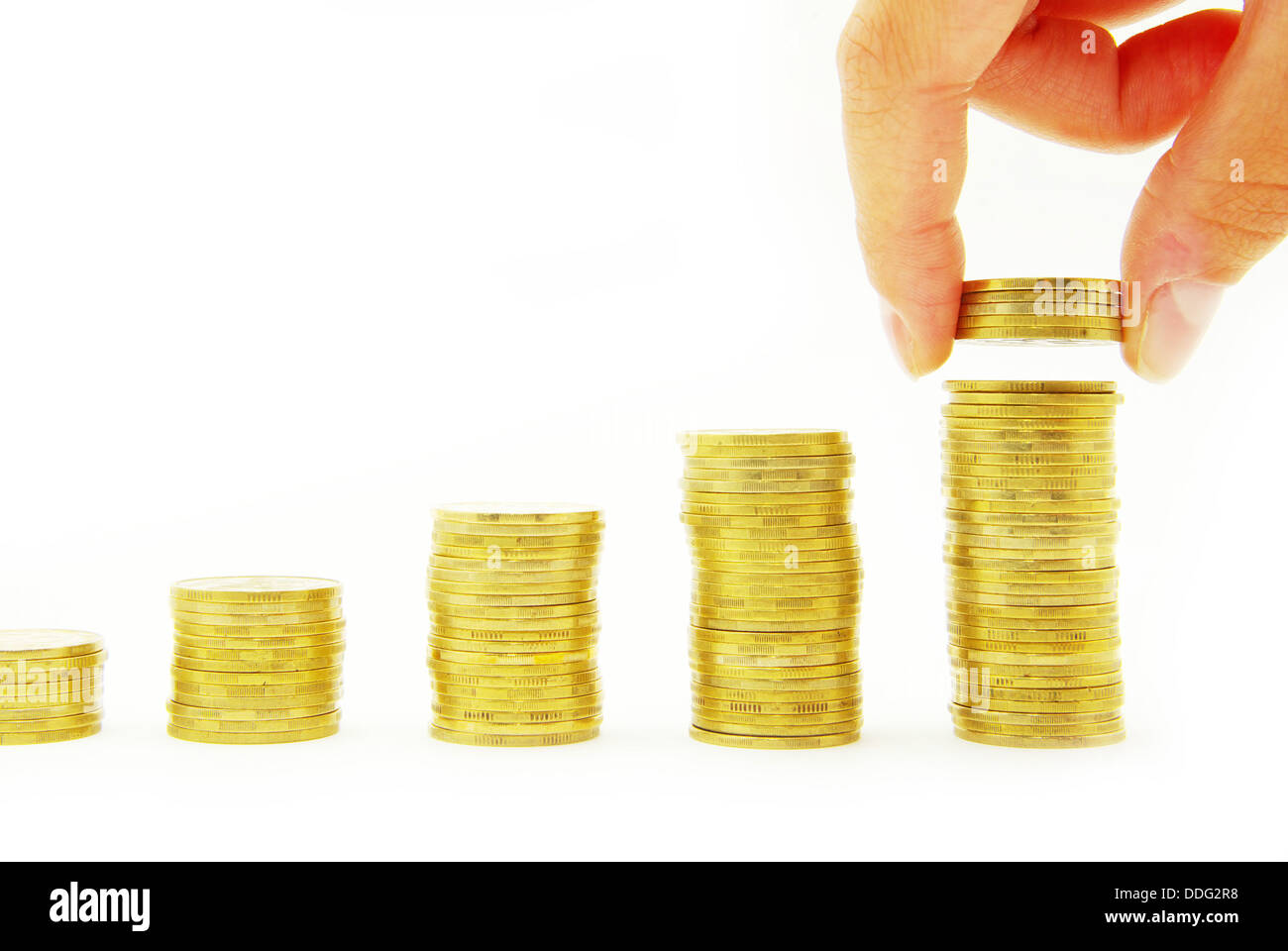 Isolated gold coins stairs hi-res stock photography and images - Alamy