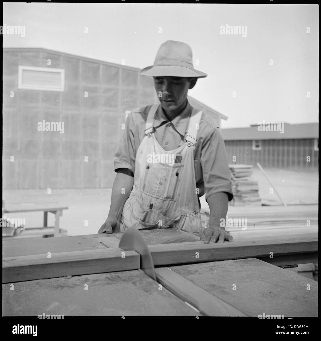 A Japanese American resident of the Topaz Center in Utah operates a ...