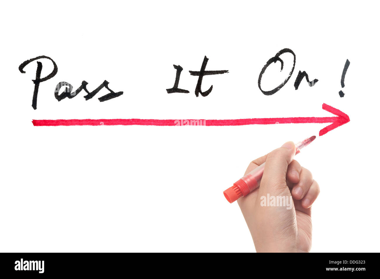 Pass it on words written on white board Stock Photo - Alamy