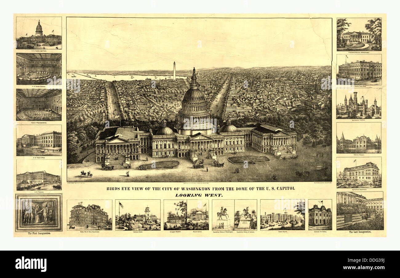 Birds eye view of the city of Washington from the dome of the U.S ...