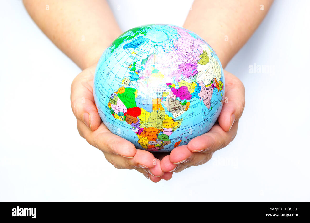 Planet earth in hands Cut Out Stock Images & Pictures - Alamy