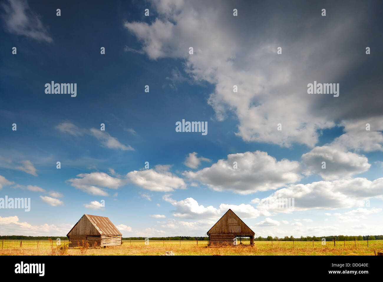 Two barn in the field Stock Photo - Alamy
