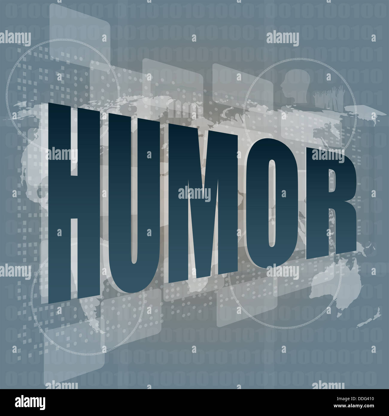 humor word on digital screen with world map - holiday concept Stock ...