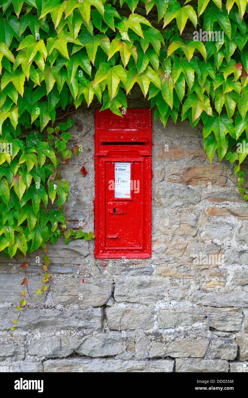 A VR Victorian wall post box in an ivy covered stone wall in Thwaite ...