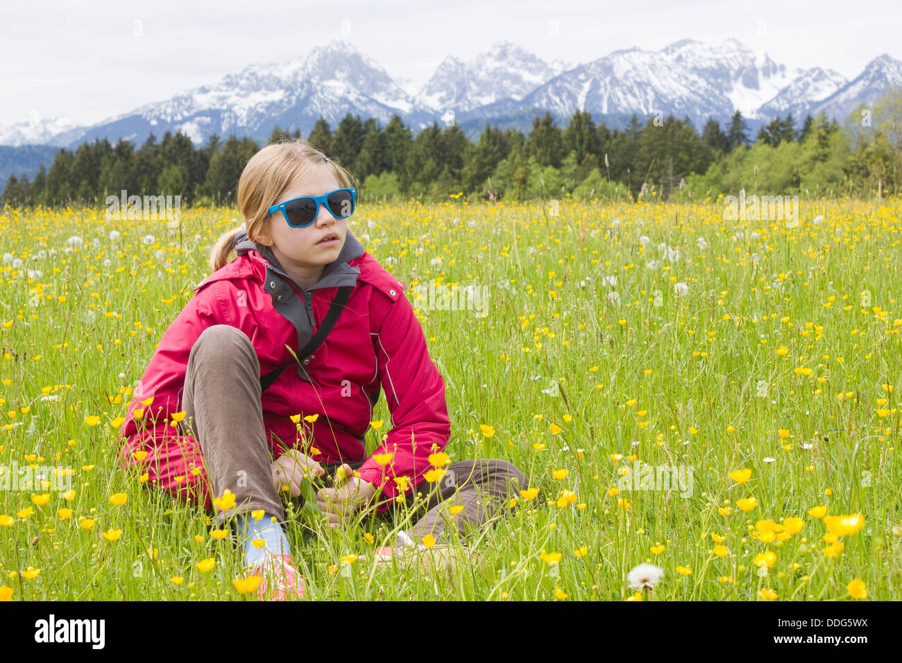 portrait of a girl against the panorama of the Alps Stock Photo - Alamy